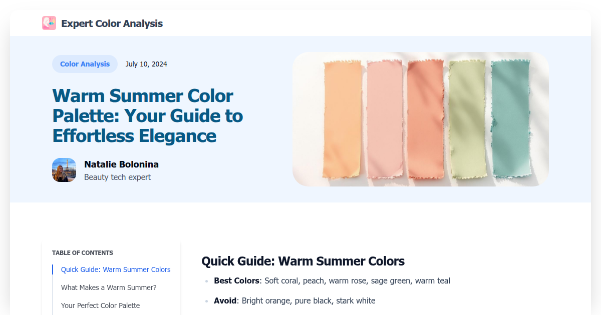 Warm Summer Color Palette: Your Guide to Effortless Elegance